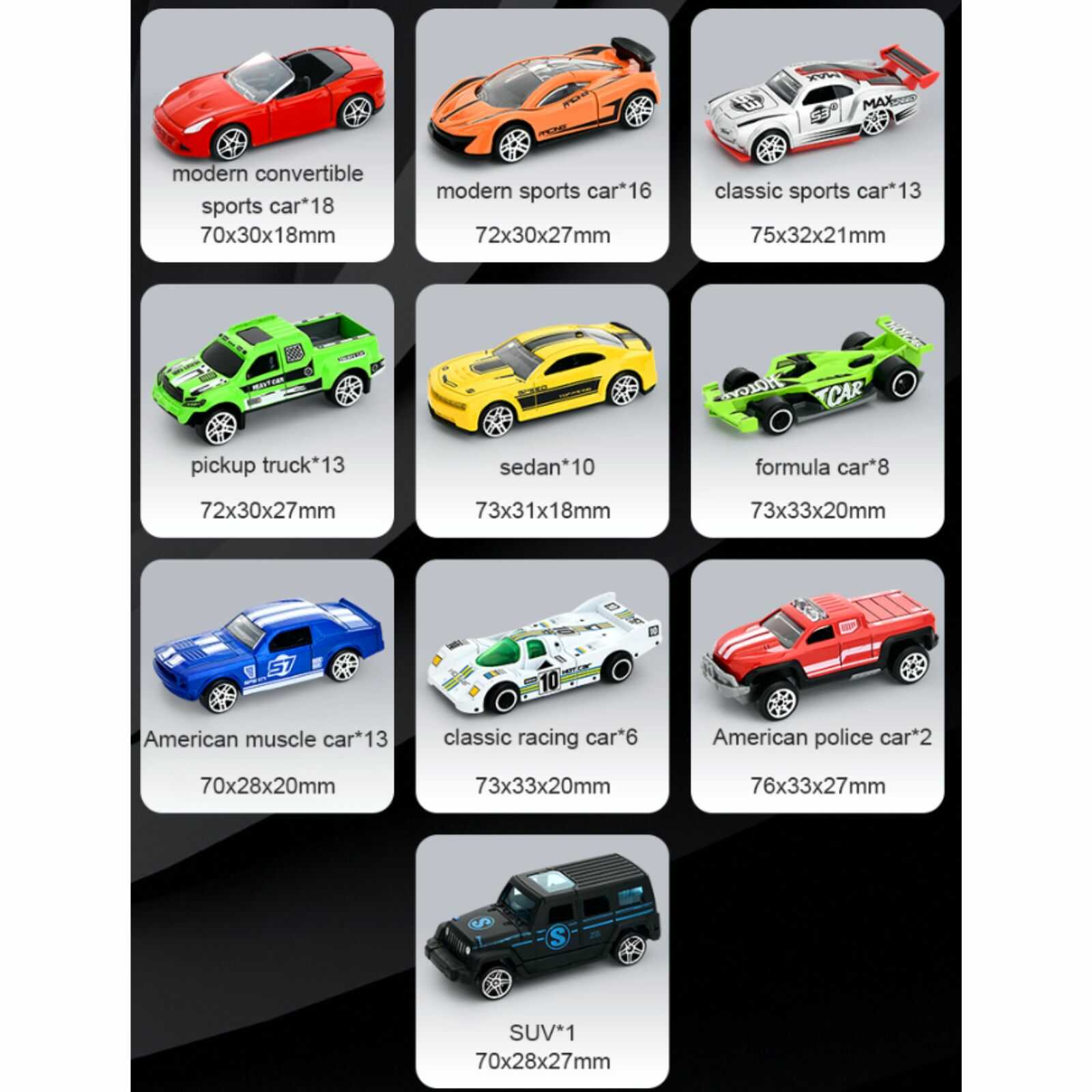 Set 100 de masinute metalice, editie de colectie, Mideer, 1:64, zinc ...